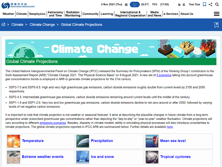 Update of Global Climate Change and Global Climate Projections Webpages ...